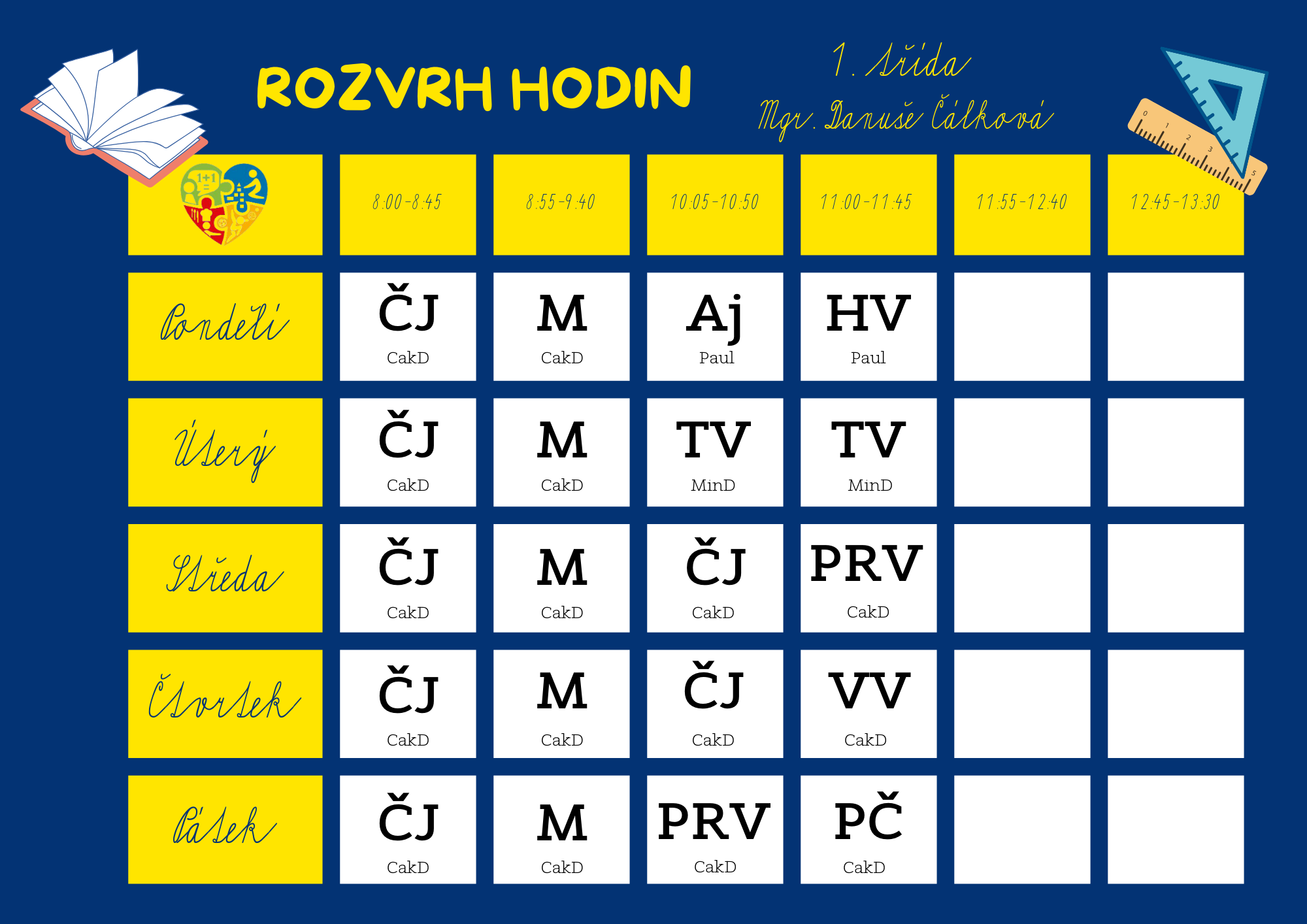 Rozvrhy 2025/2026 - Základní škola - Základní škola a mateřská škola ...